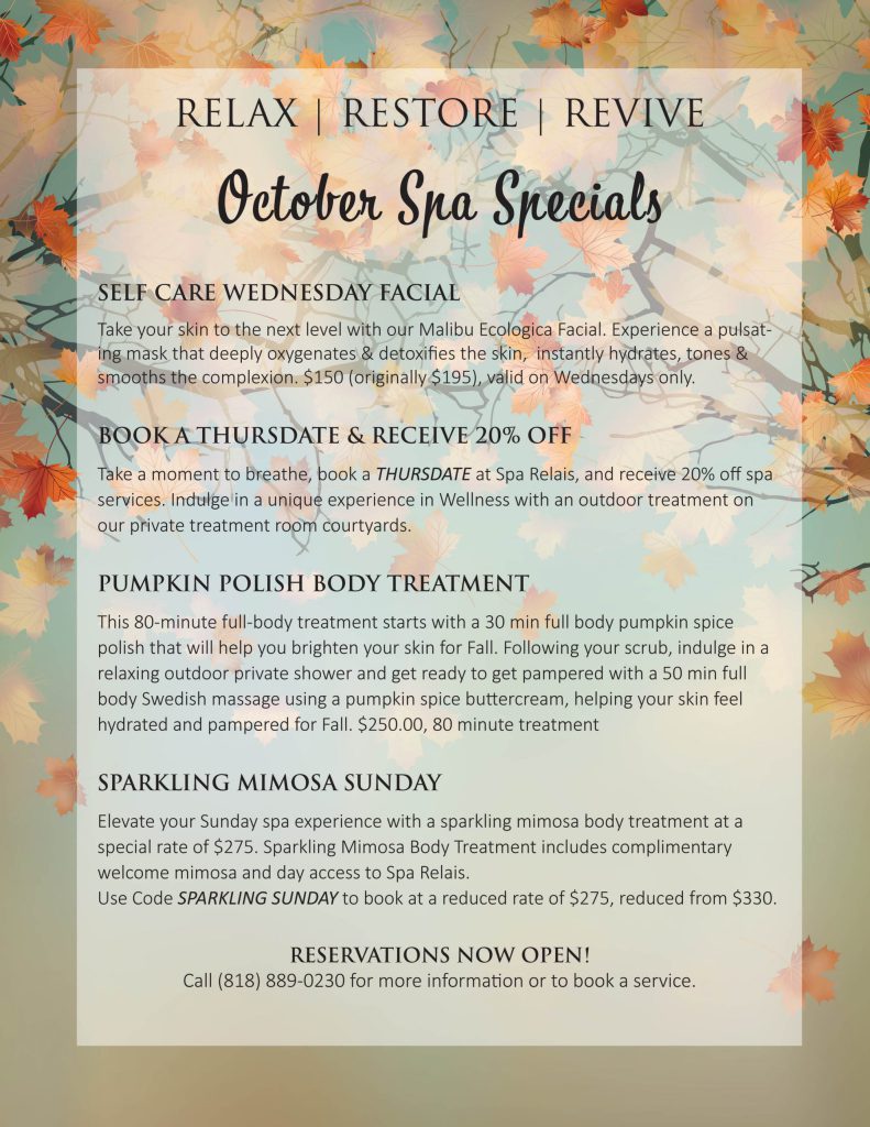 Spa Specials October - Westlake Village Inn